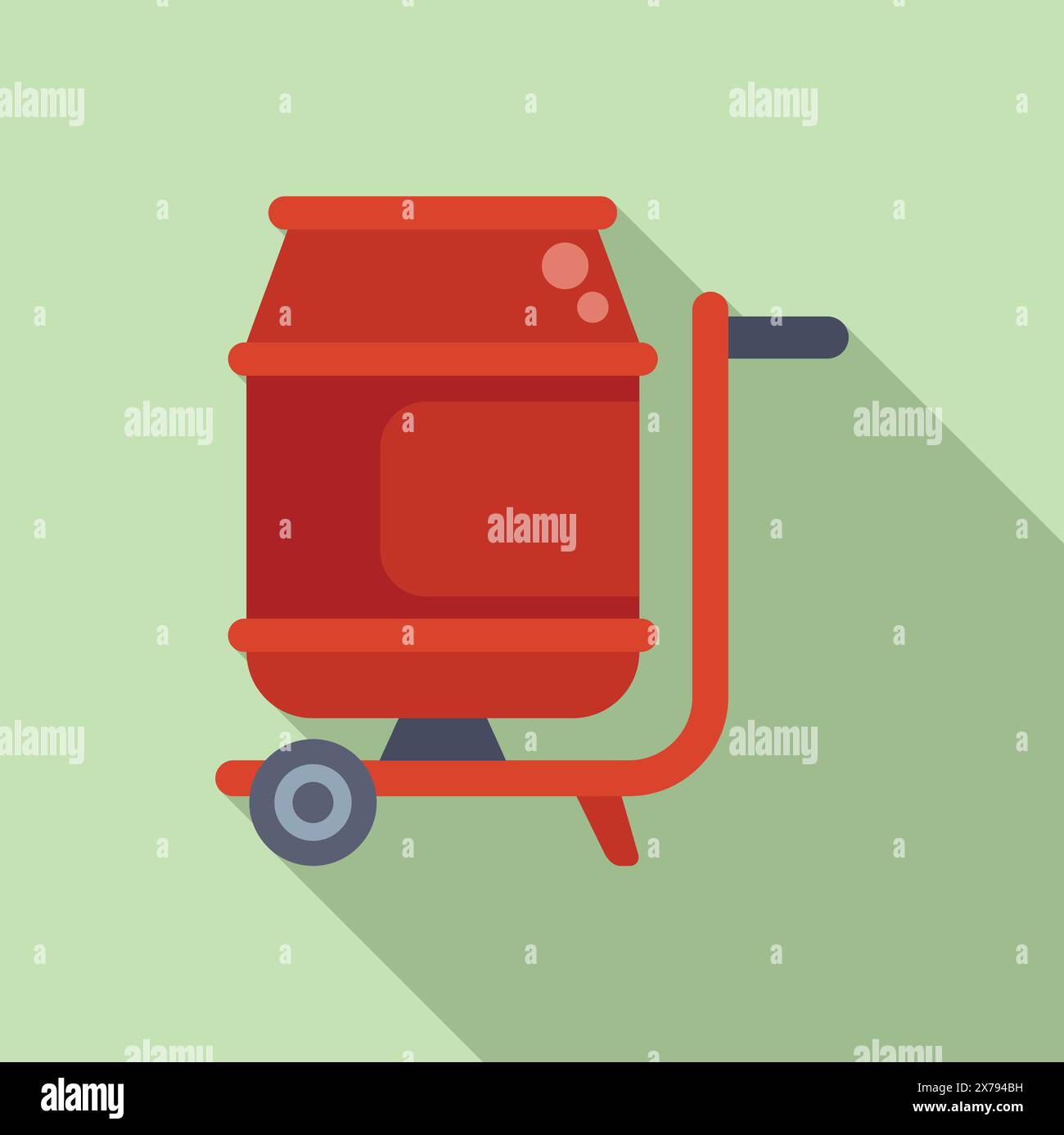 Vector graphic of a red concrete mixer with a flat design on a green ...