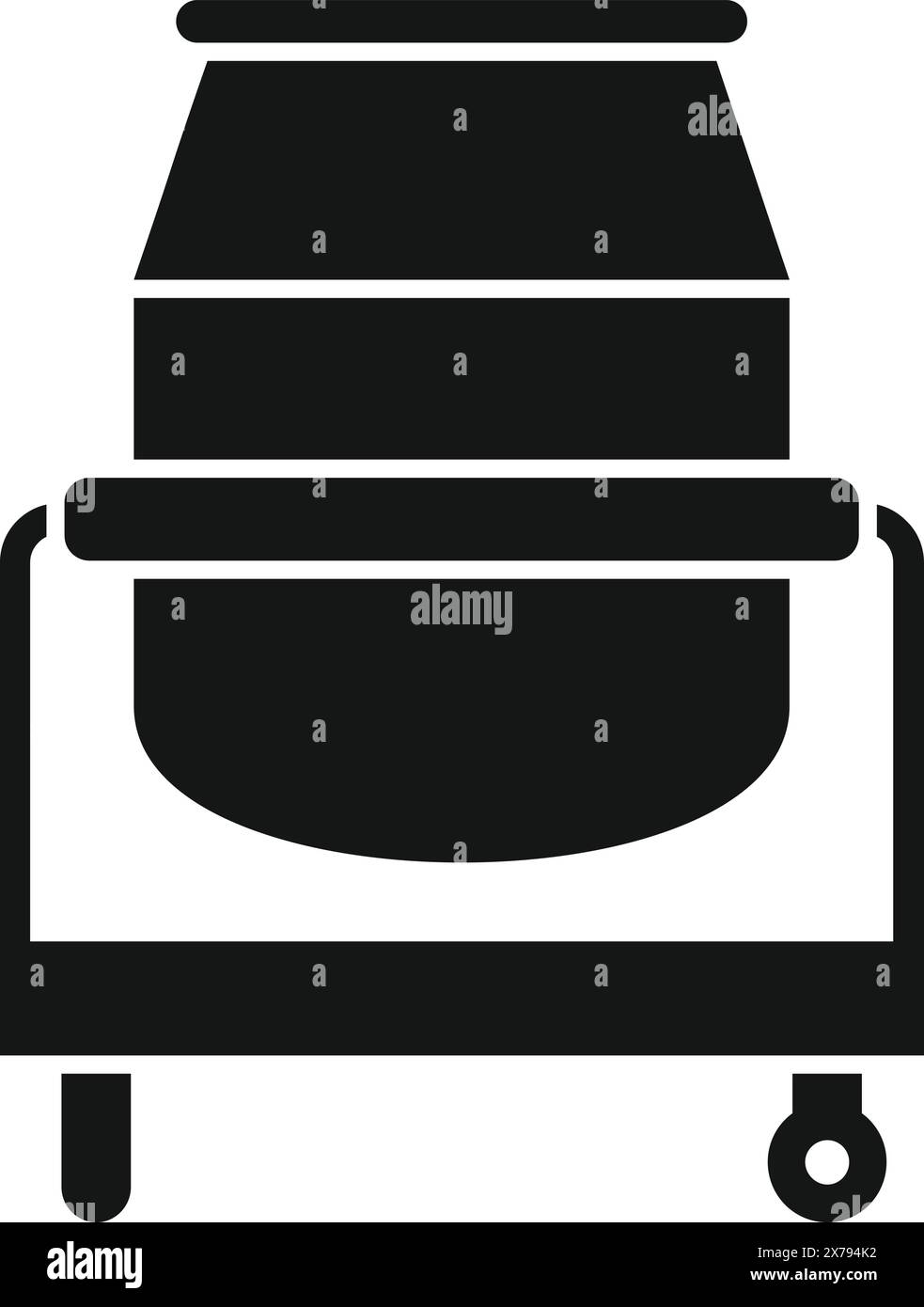 Black and white icon of an industrial drum sander for woodworking and ...