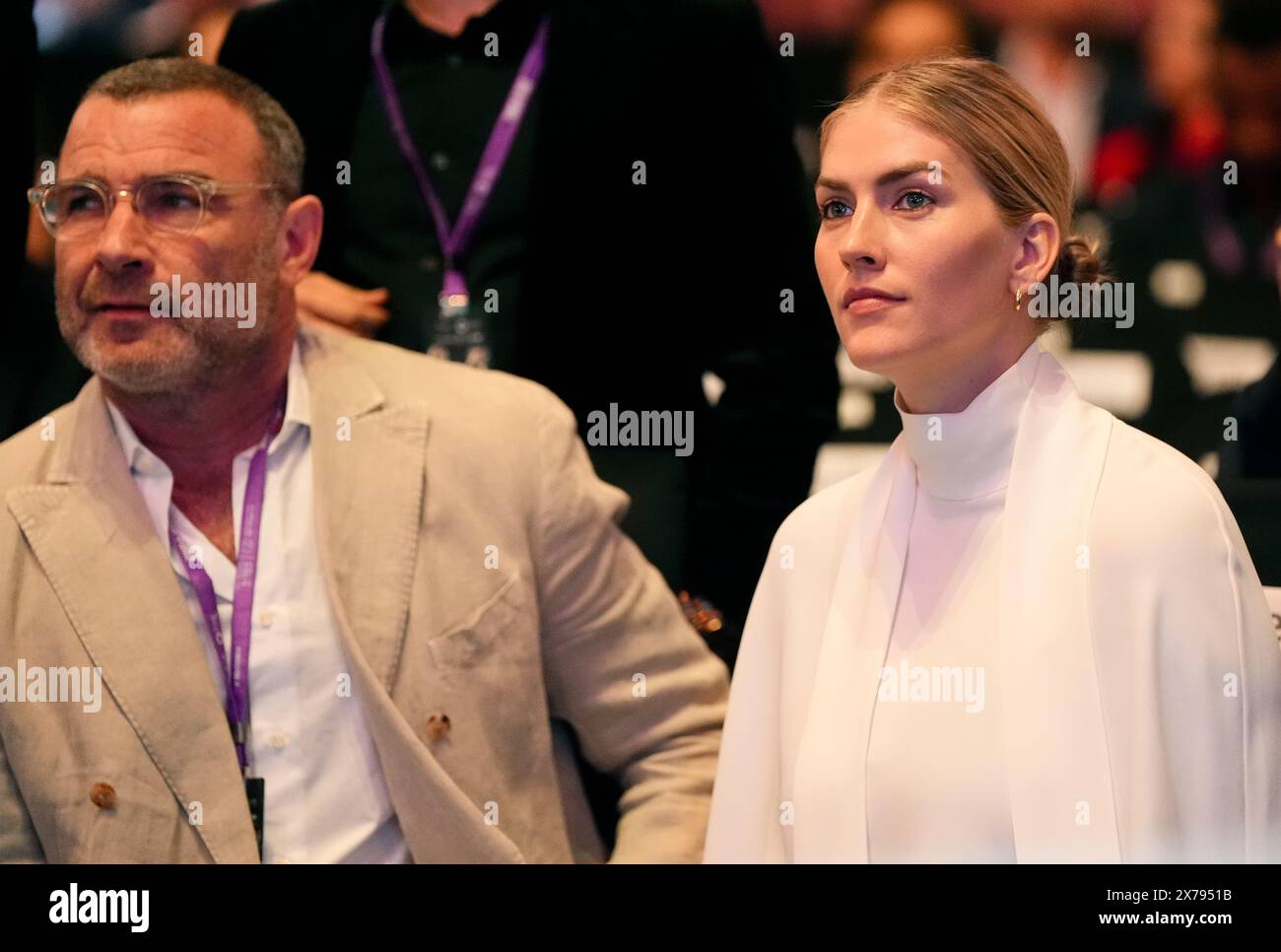 Actor Liev Schreiber (left) with his wife Taylor Neisen ringside at ...