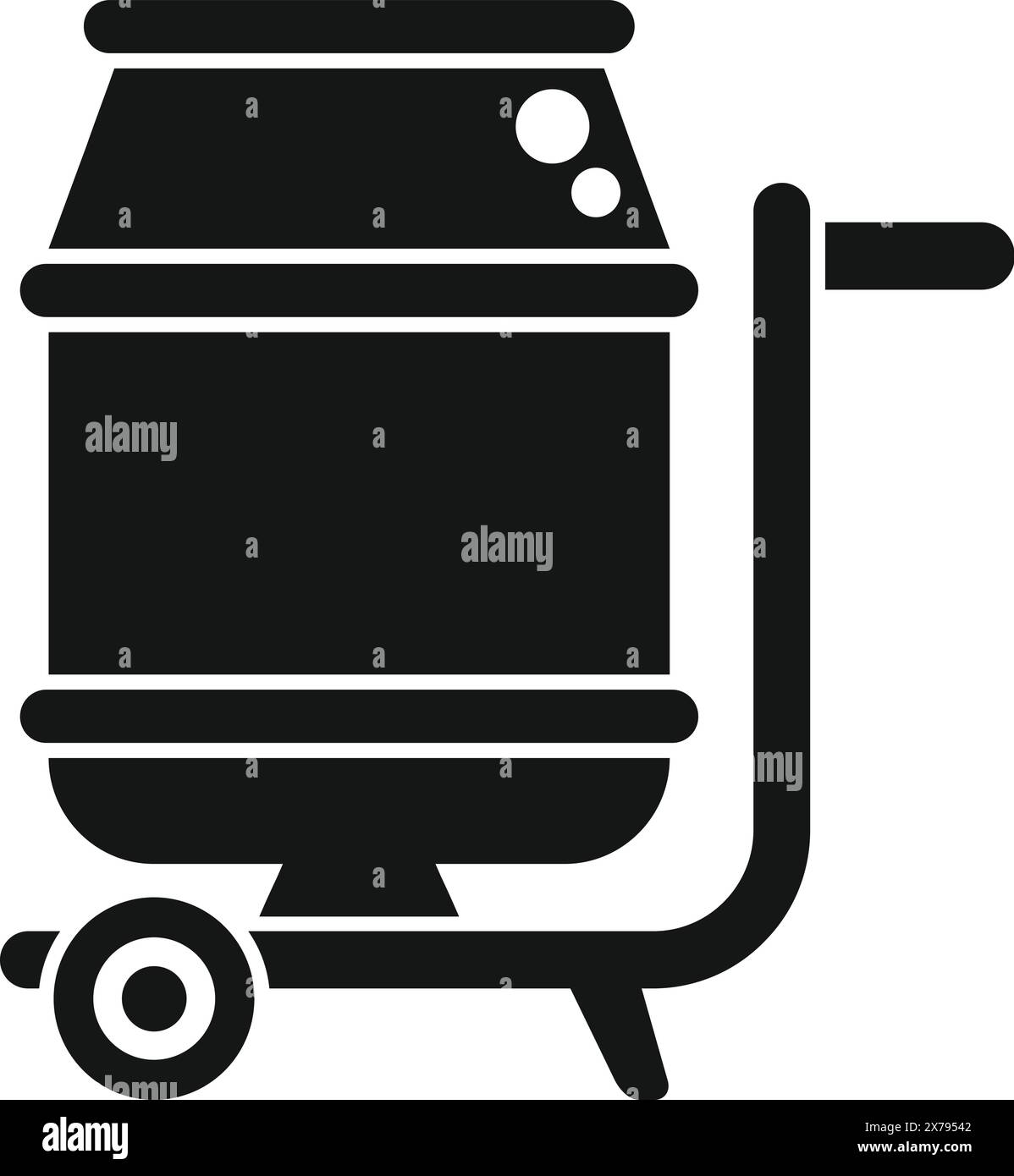 Vector illustration of a simplified, solid black cement mixer icon suitable for icons and ...