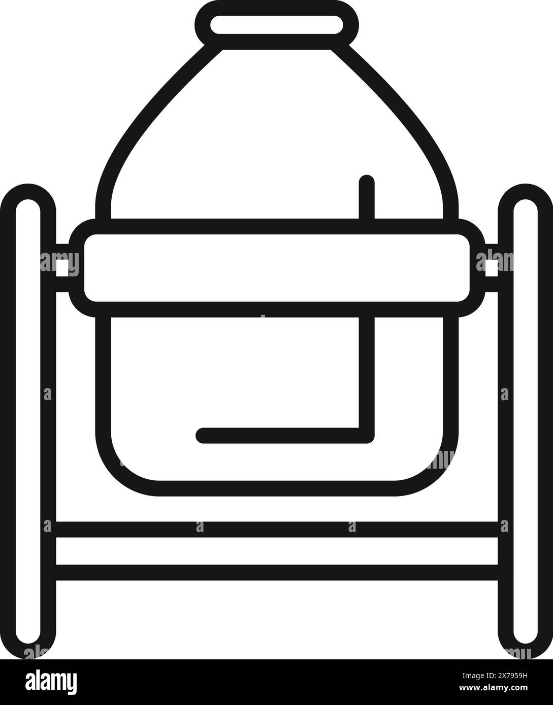 Minimalist black and white line drawing of an oldfashioned water well ...