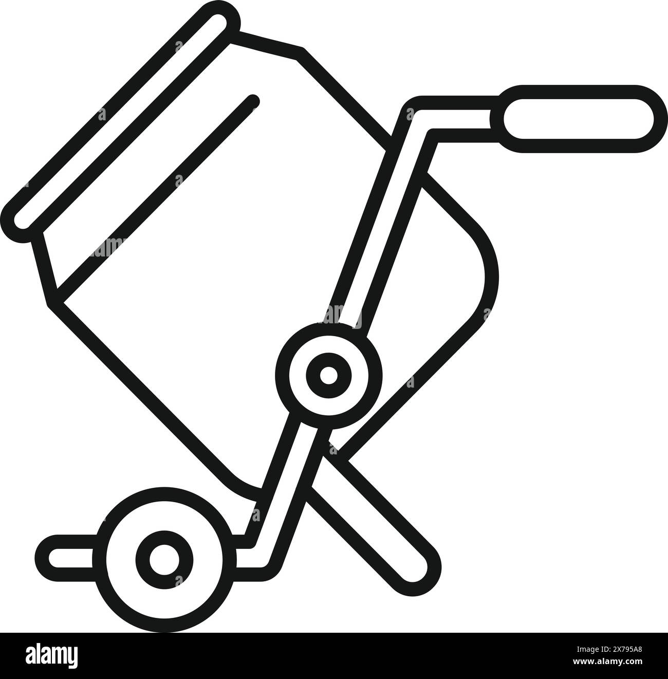 Handdrawn black and white concrete mixer illustration in minimalist ...