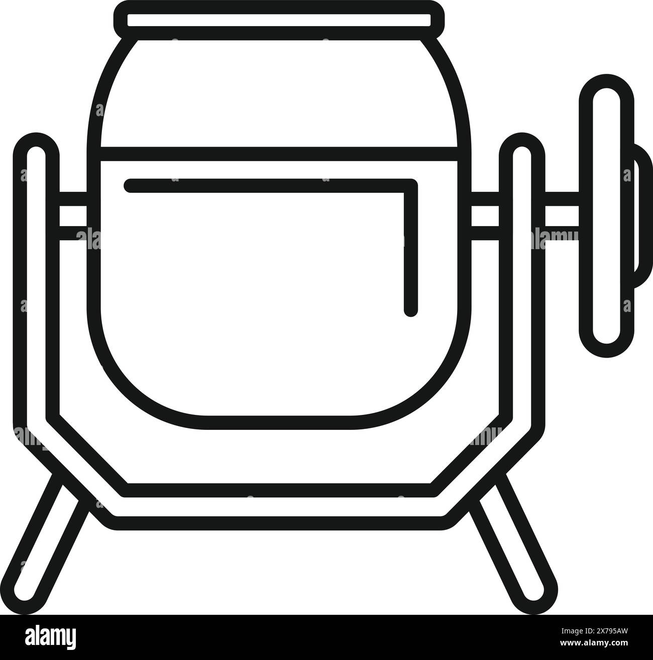 Black and white line drawing of a concrete mixer, simple and clear ...