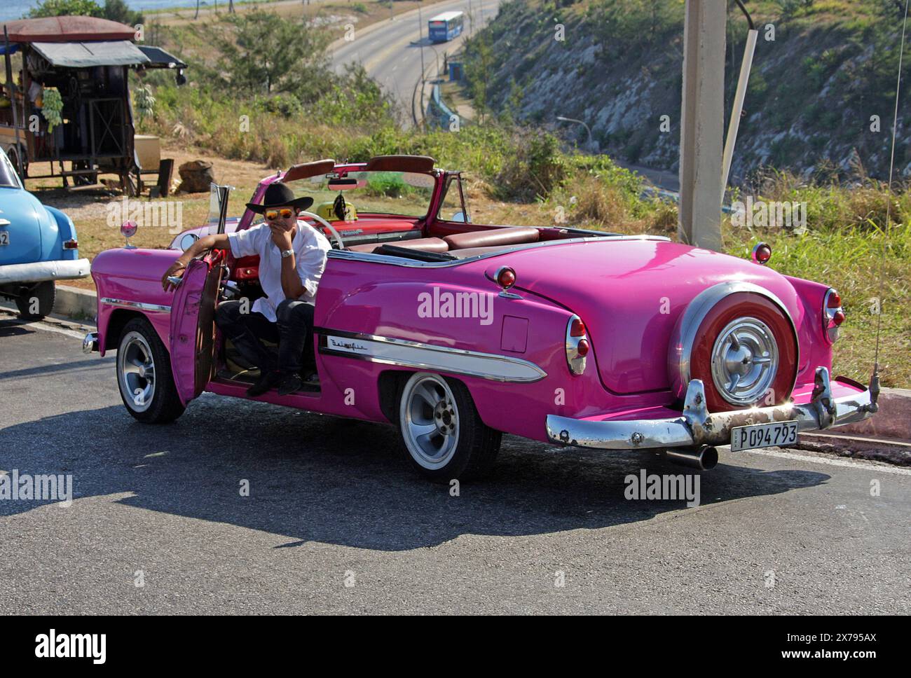 Pink 1953 Chevrolet Bel Air Convertible Classic Car Used as a Taxi ...