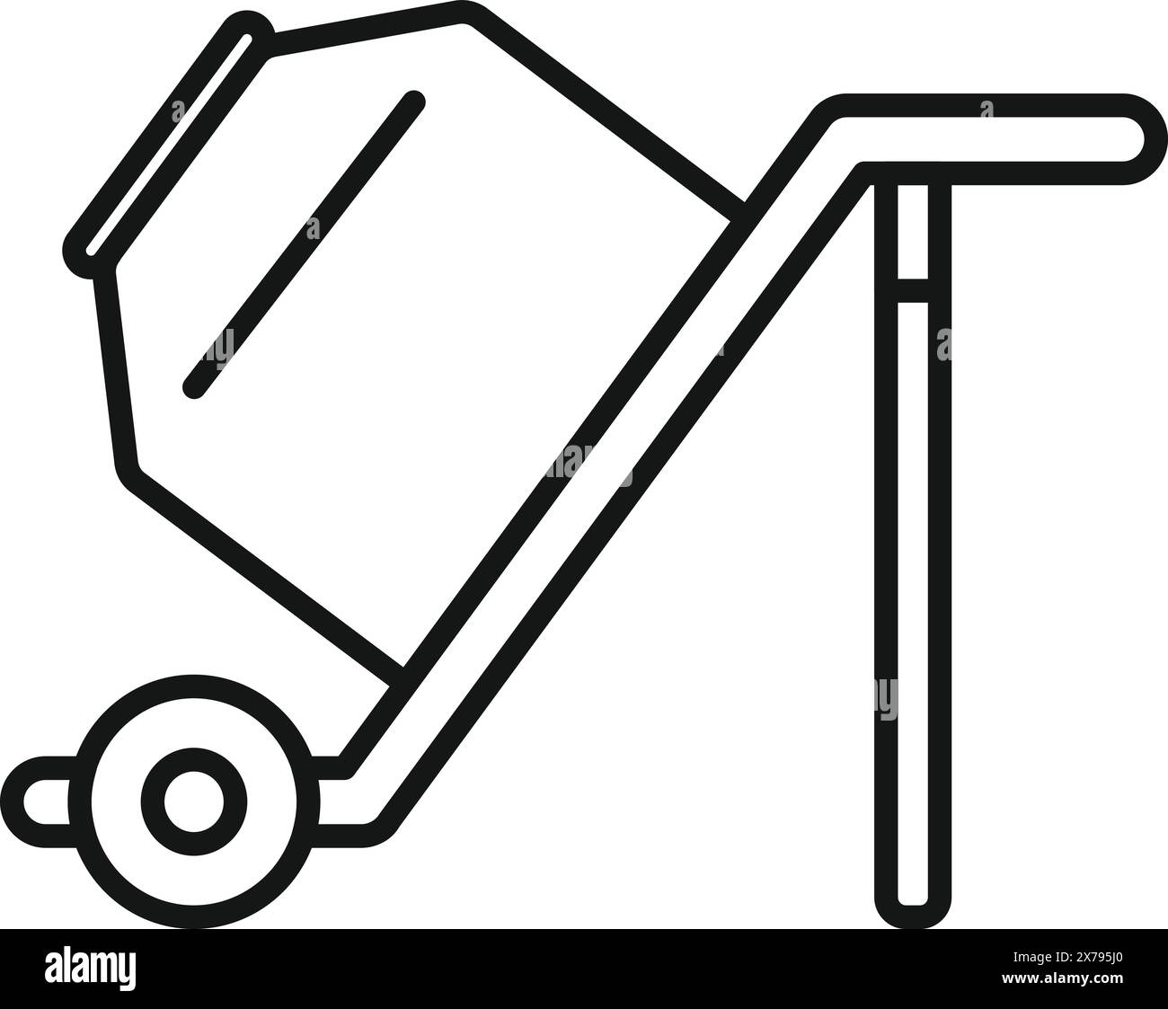 Vector line drawing of a wheelbarrow, a typical tool for construction ...