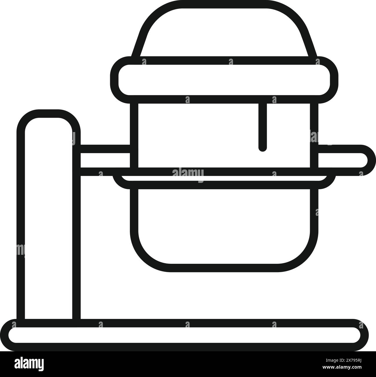 Black and white illustration of a bench vice, featuring simple line art ...