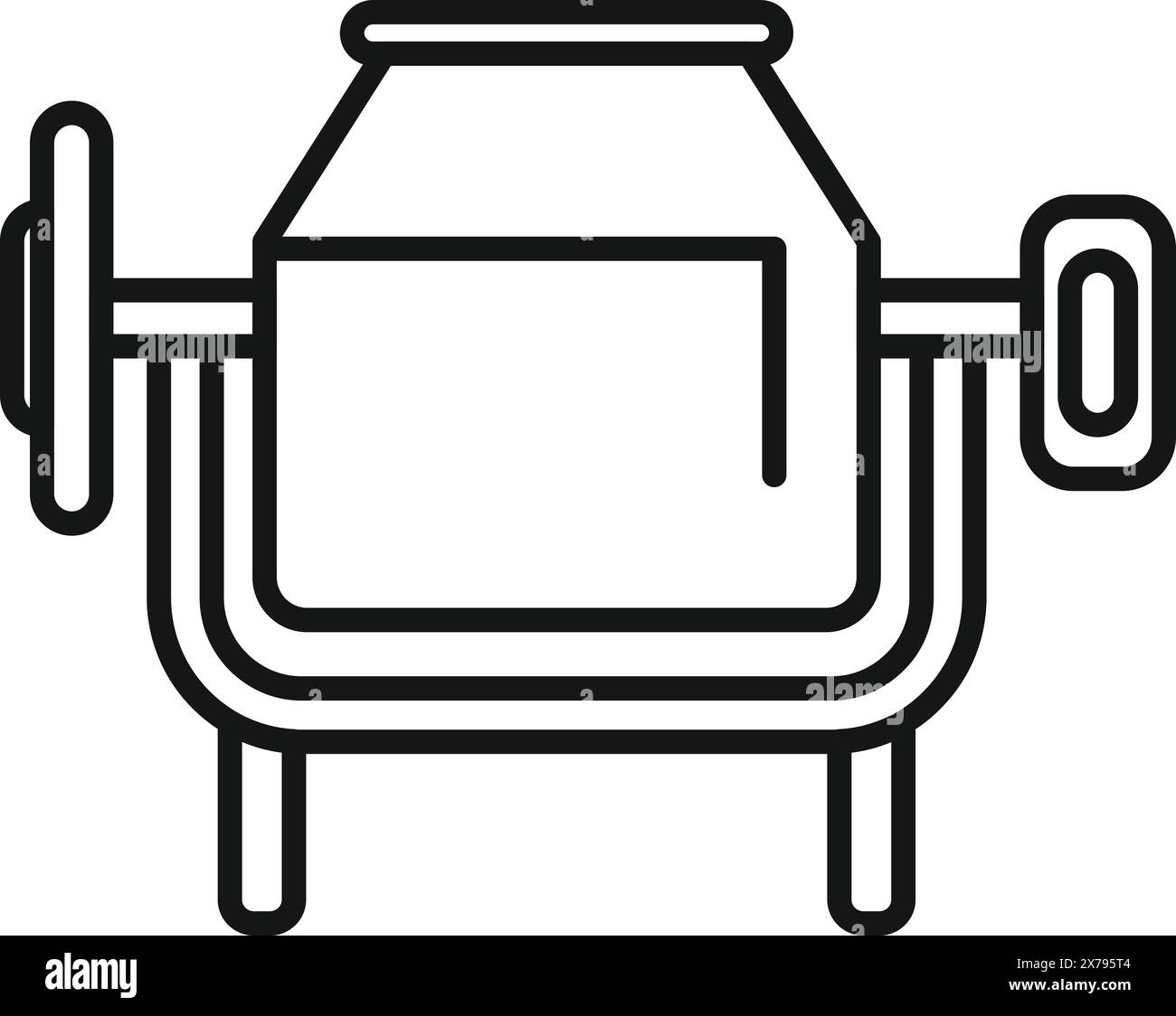 Simple black and white concrete mixer outline icon in vector graphic ...