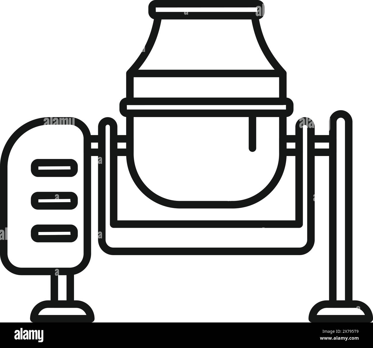 Cement mixer outline icon on white background, vector illustration for ...