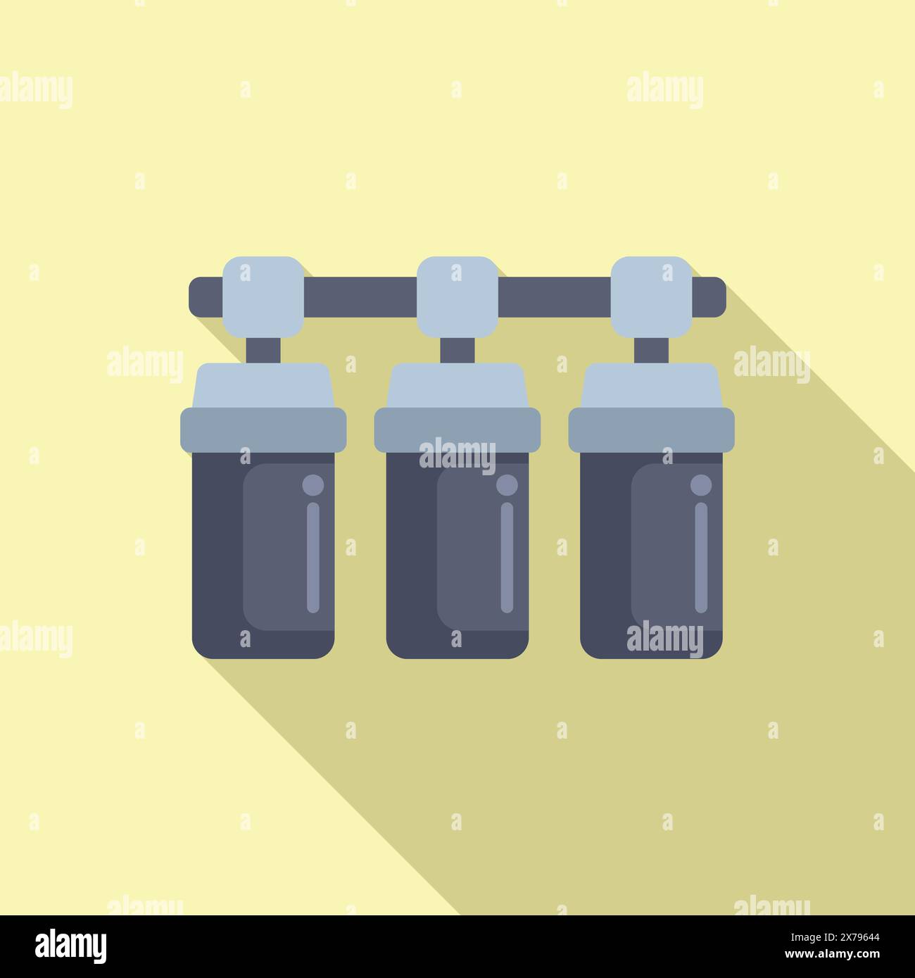 Vector illustration of three condiment dispensers with shadow, against ...