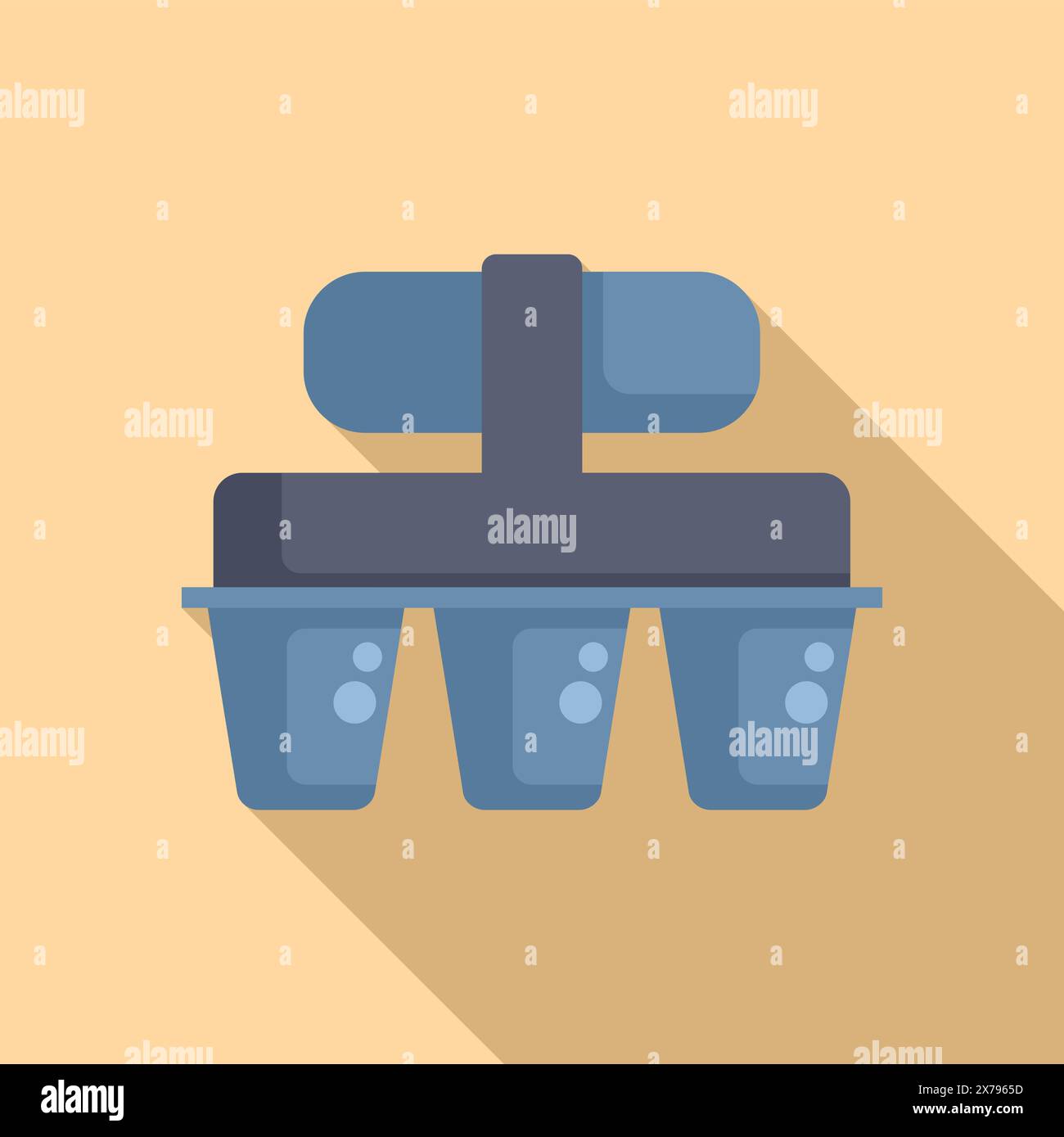 Simplistic illustration of a blue water filter jug icon, cast on a warm ...