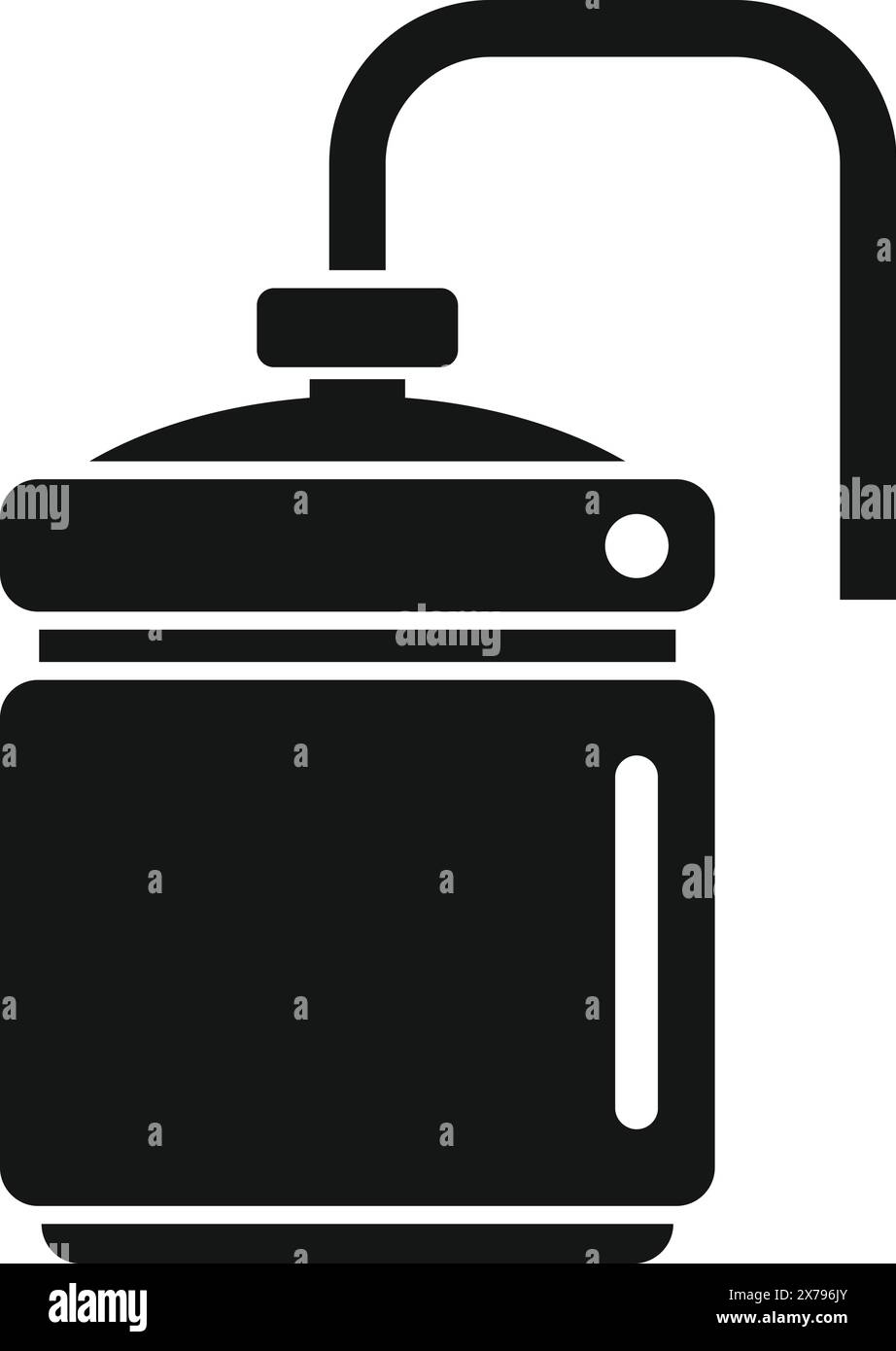 Black and white graphic of a portable water bottle for camping and ...