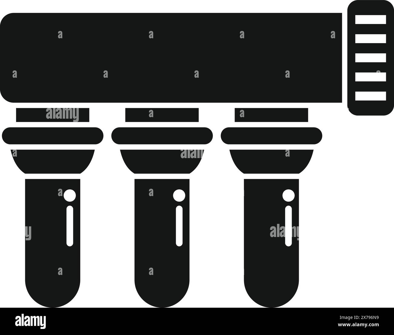 Vector icon presenting three water filters with measurement indicator ...