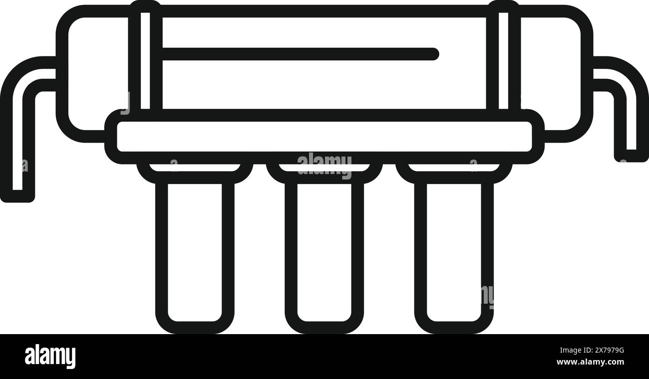 Black and white vector illustration of a simple water filtration system ...