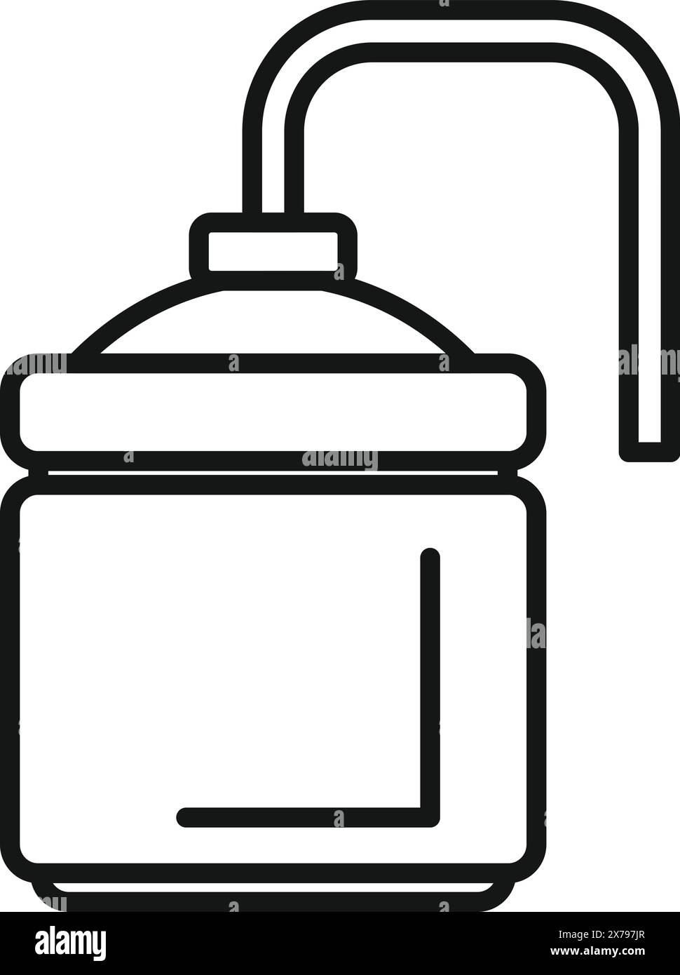 Vector illustration of a simple line drawing of a reusable water bottle ...