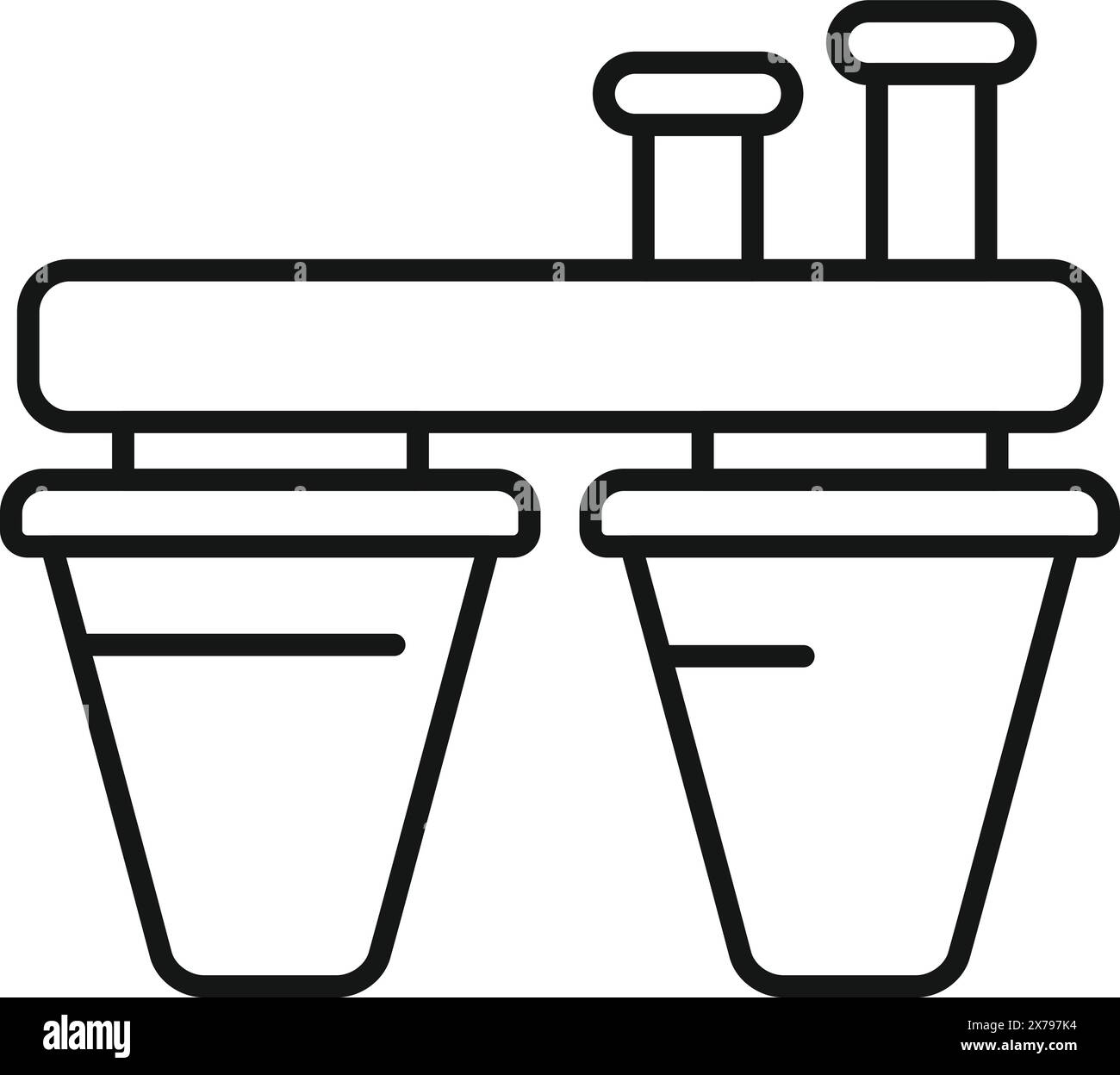 Simple line art illustration of a pair of lab test tubes in a rack ...
