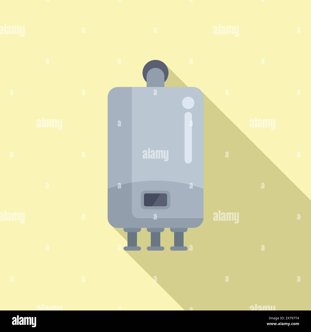 Vector illustration of a modern, flat design water heater on a pastel ...