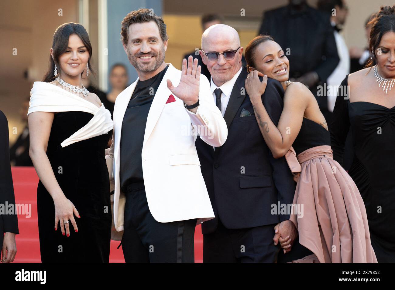 Cannes, France. 18th May, 2024. Selena Gomez, Edgar Ramirez, Zoe Saldana, Jacques Audiard attend ...