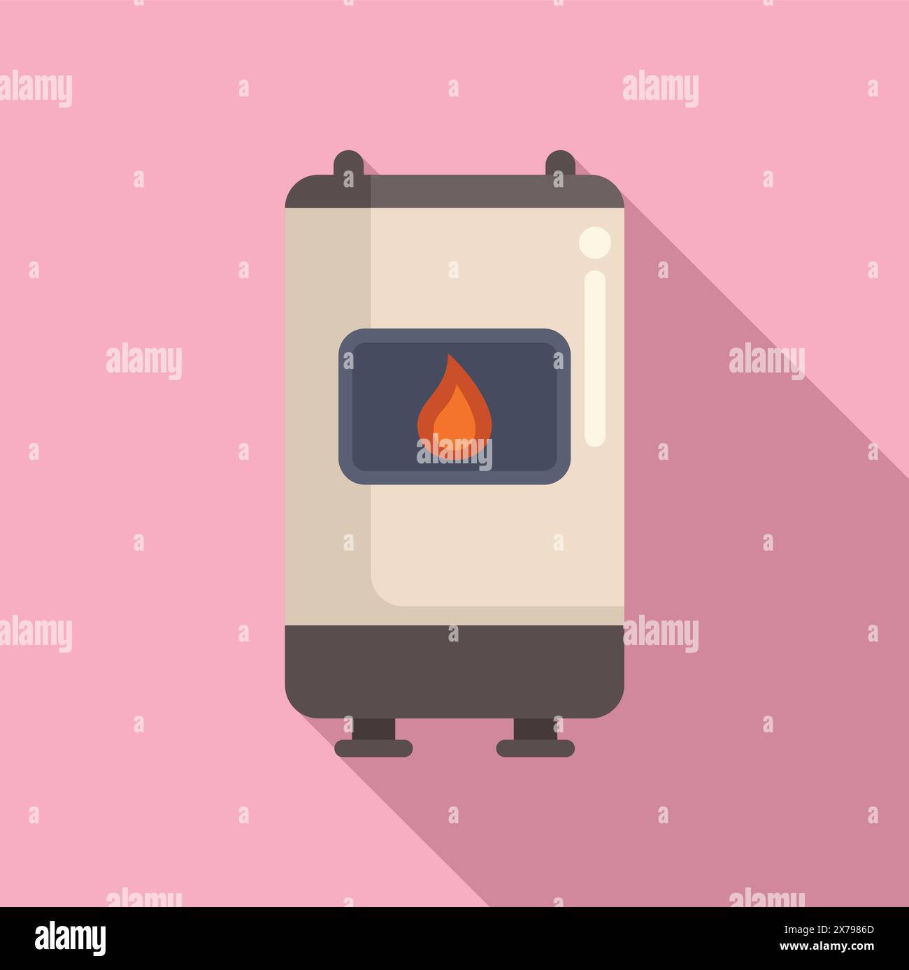 Vector icon of a contemporary home heating device with a visible flame ...