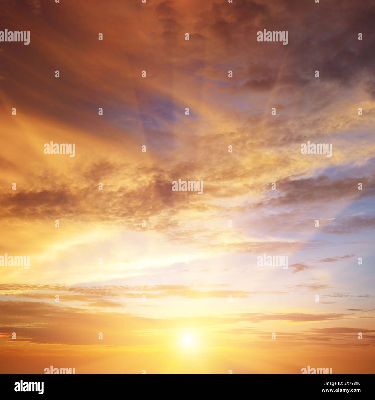 Beautiful bright sunset. Heavenly background Stock Photo - Alamy