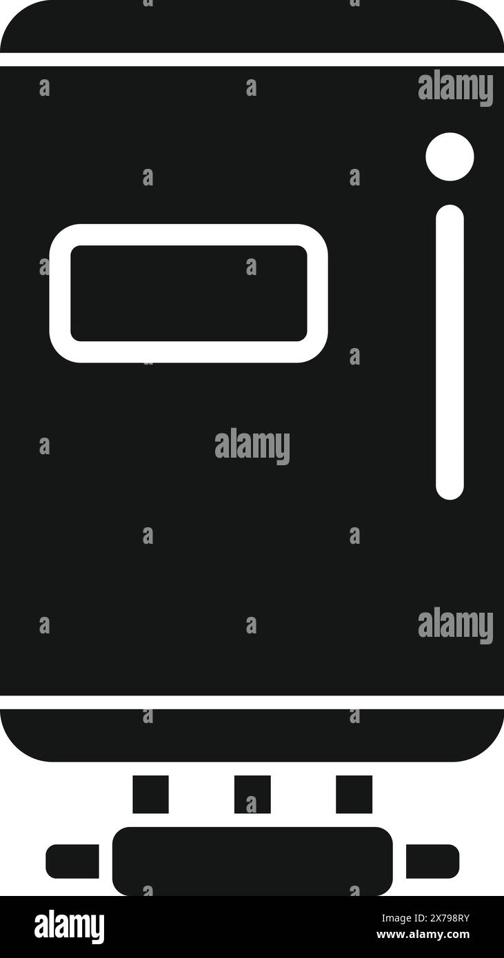 Simple black and white vector graphic of a modern desktop computer ...