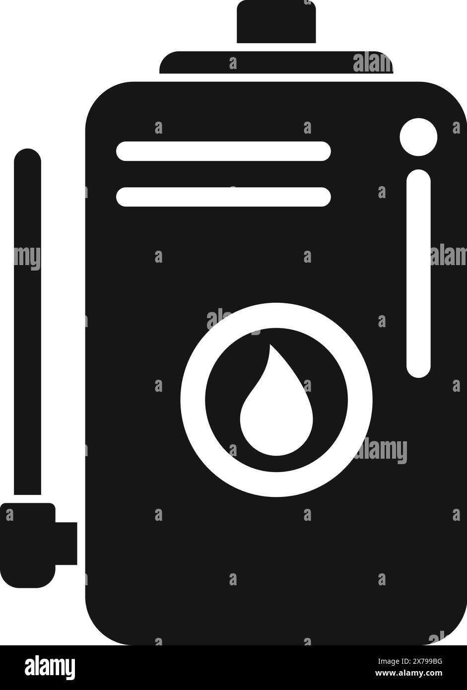 Simplified vector icon representation of a water heater with a drop ...