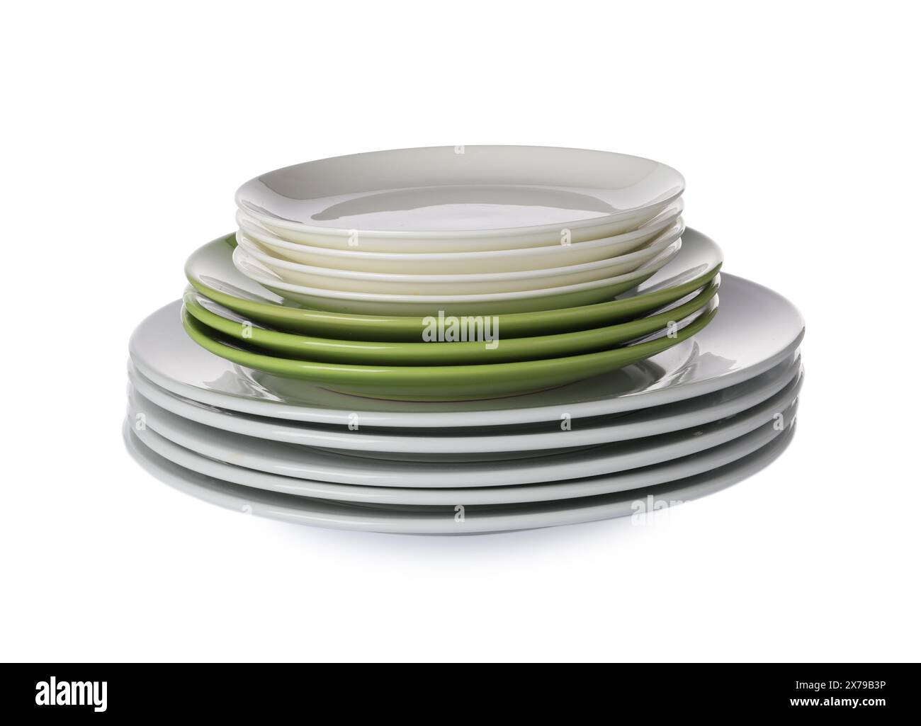 Stack of beautiful ceramic plates isolated on white Stock Photo - Alamy