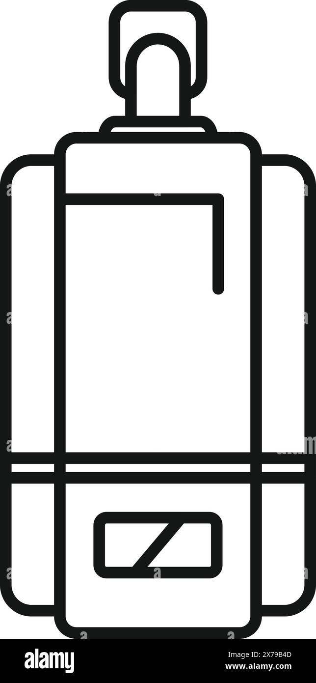 Black and white vector graphic of a detailed travel backpack, suitable ...
