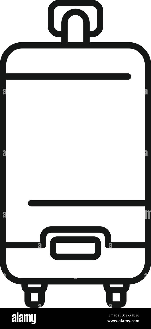 Minimalist black line drawing of a rolling suitcase, perfect for ...