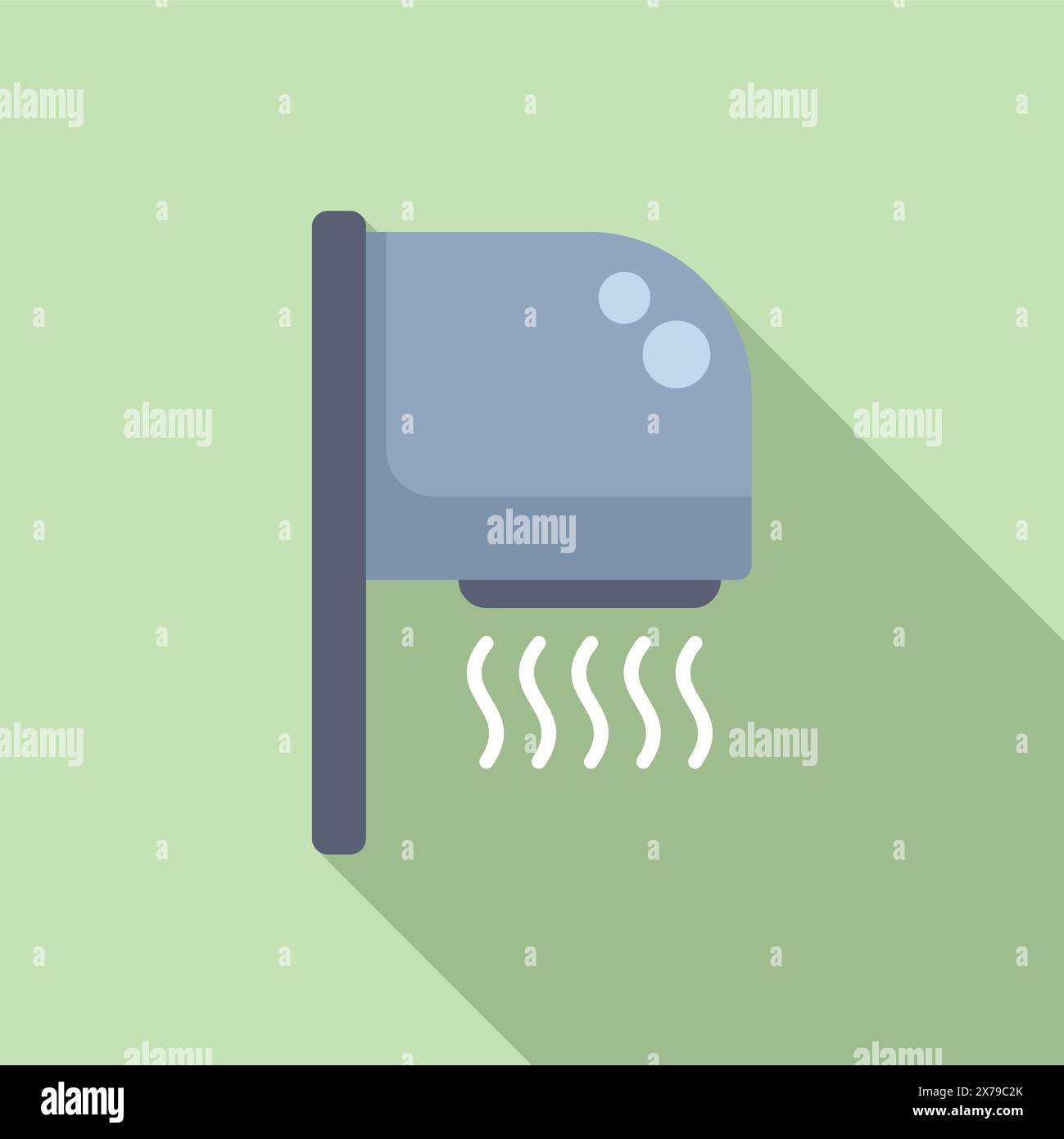 Flat design icon of a blue wallmounted electric hand dryer with shadow ...