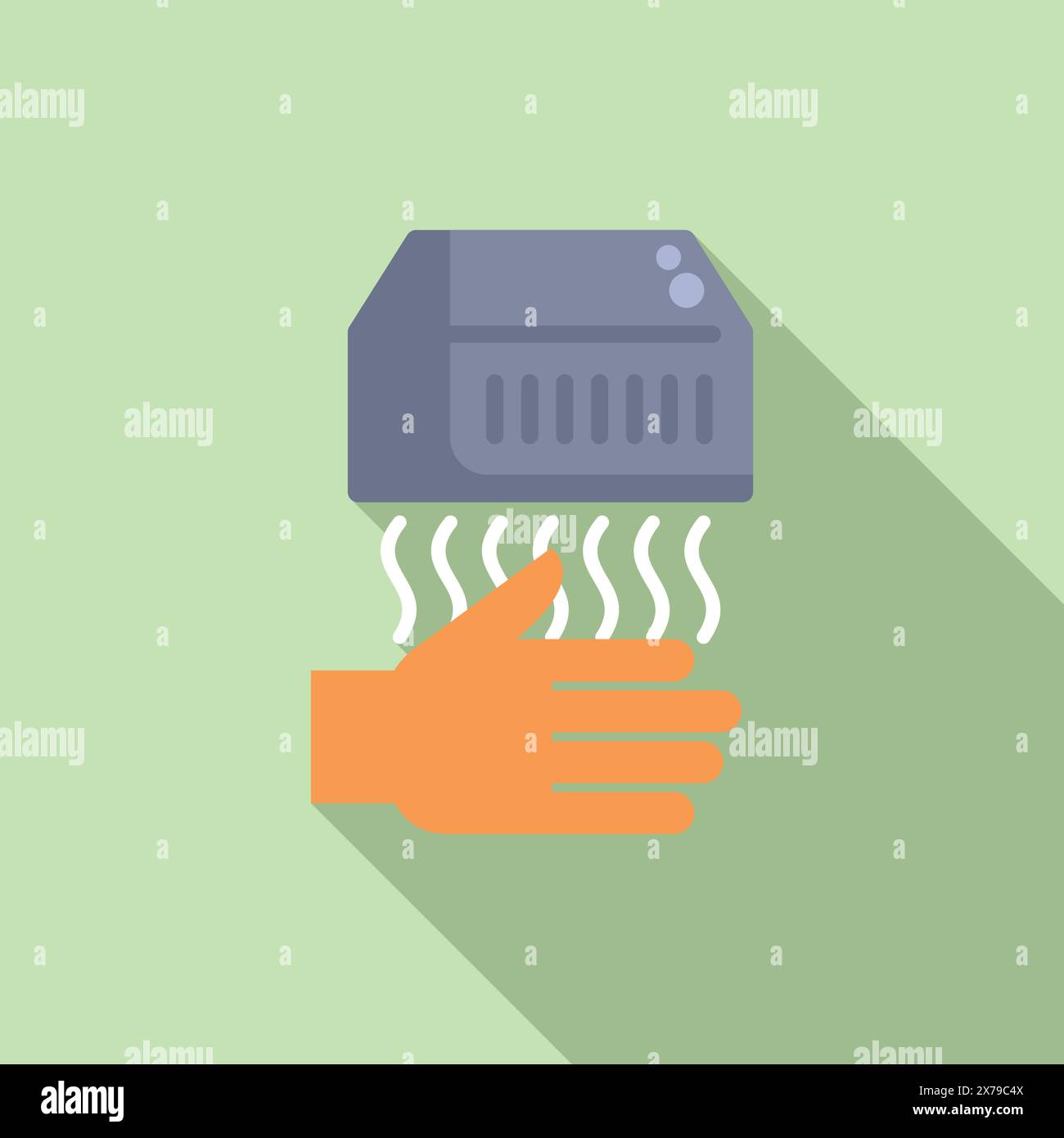 Flat design vector icon of a hand dryer with warm air waves, symbolizing hygiene Stock Vector ...