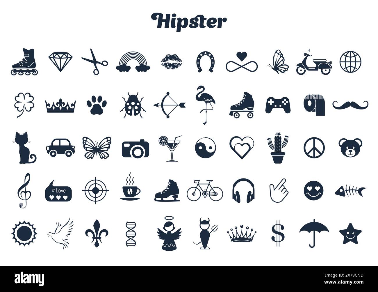 Set of 50 hipster icons. Vector Illustration Stock Vector Image & Art ...