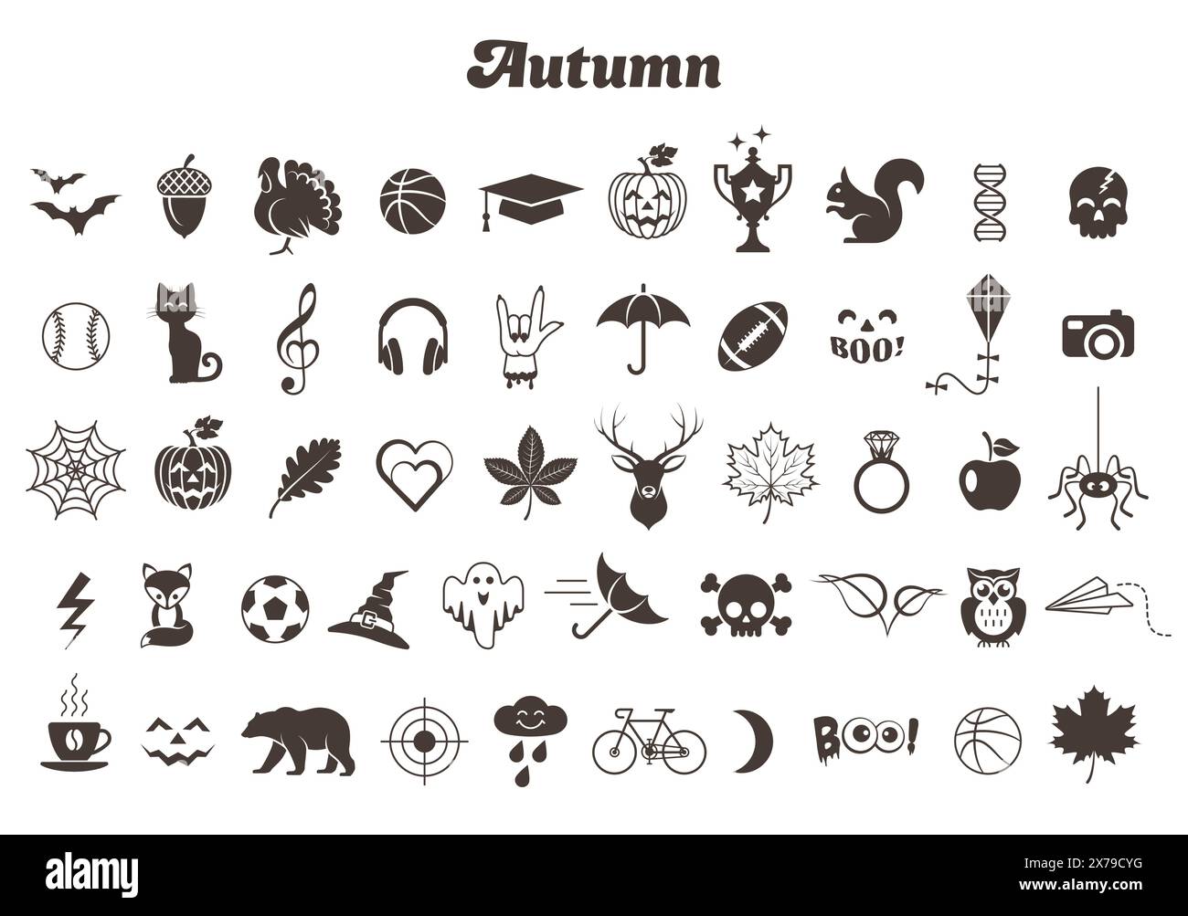 Set of 50 autumn icons. Vector Illustration Stock Vector Image & Art ...
