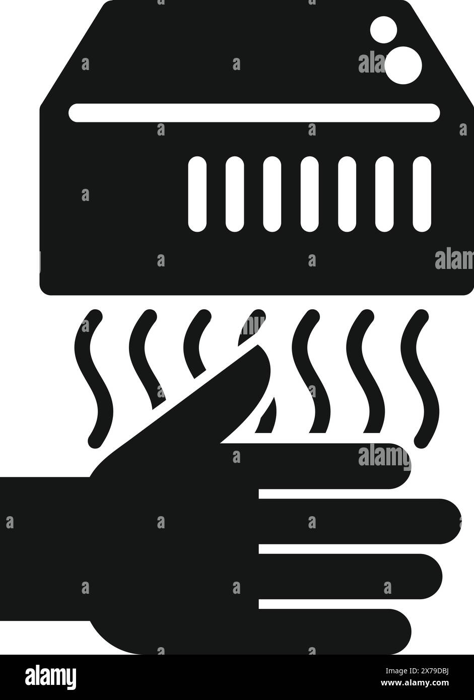 Black and white vector icon of a hand using an automatic air dryer ...