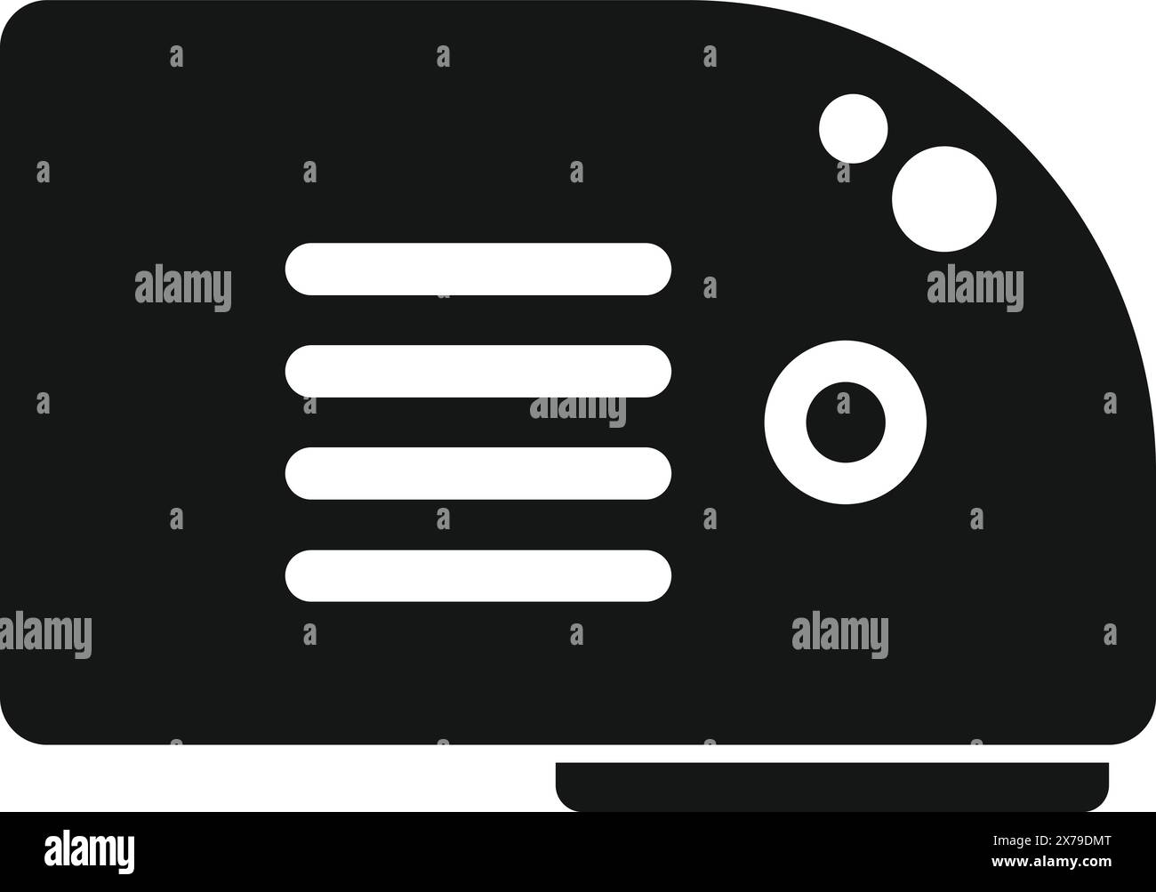 Flat design icon featuring a sleek black toaster, isolated on a white ...