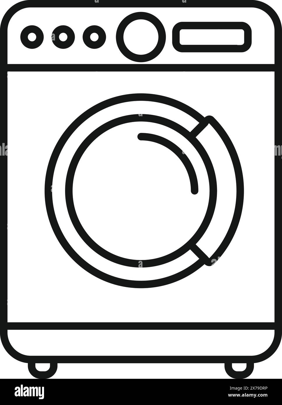 Vector illustration of a washing machine icon in line art style ...