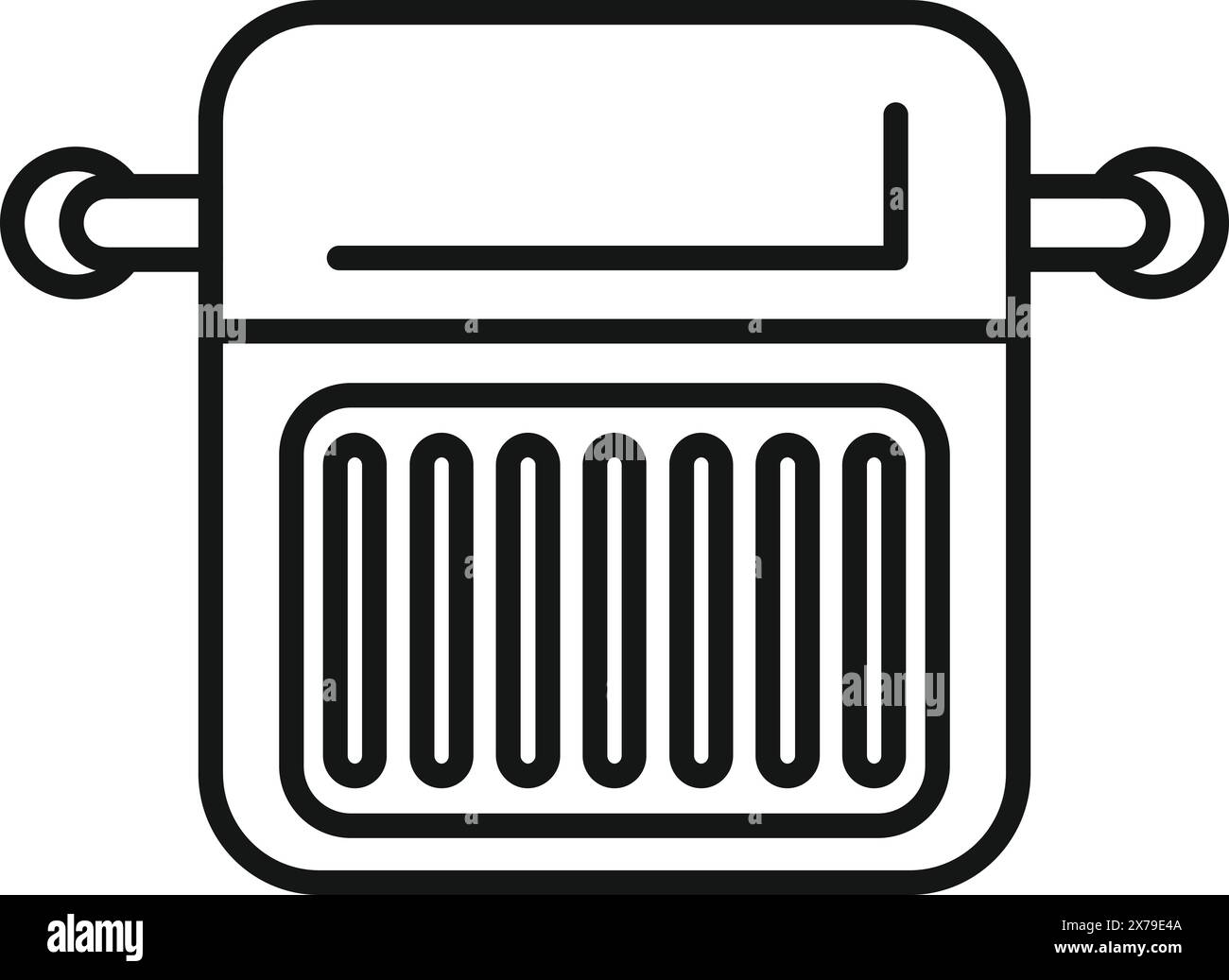Vector illustration of a pot with handles in a simple line art style ...