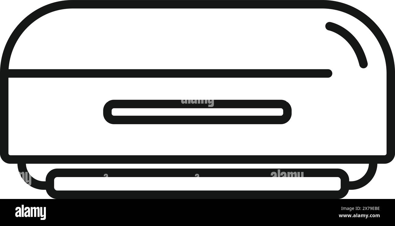 Black and white line illustration of a sleek and simple bread toaster ...