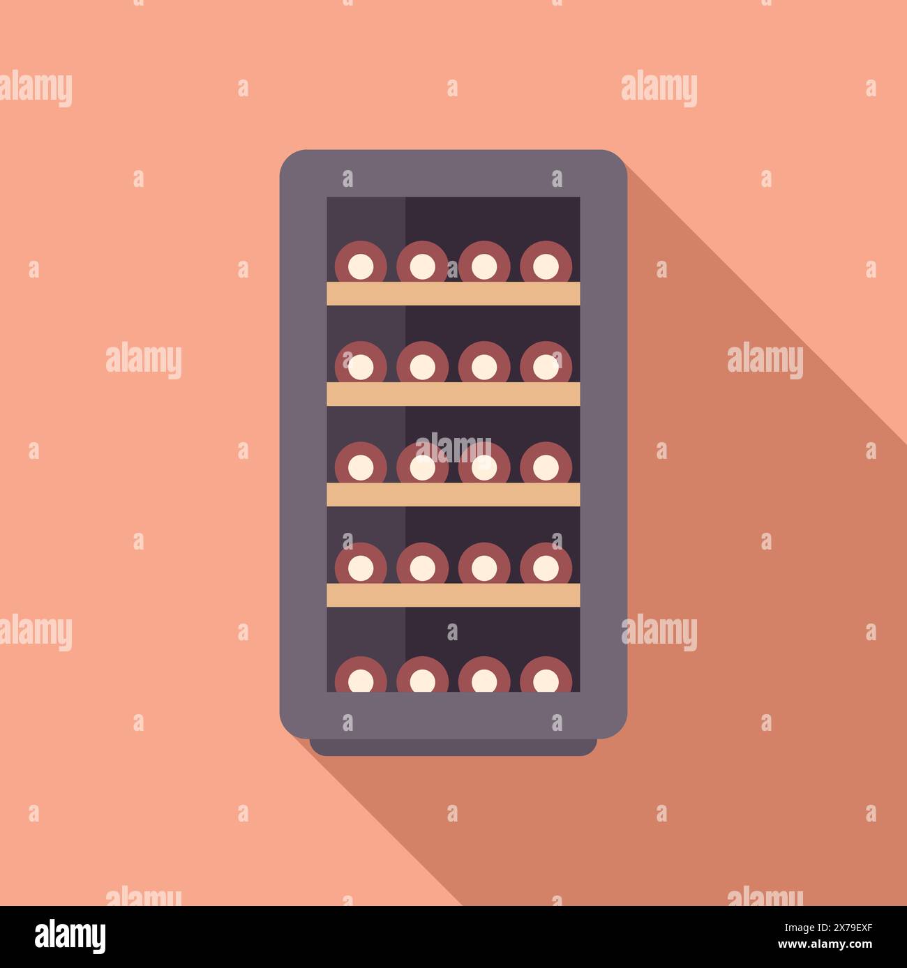 Minimalist vector illustration of a flat design wine rack filled with ...