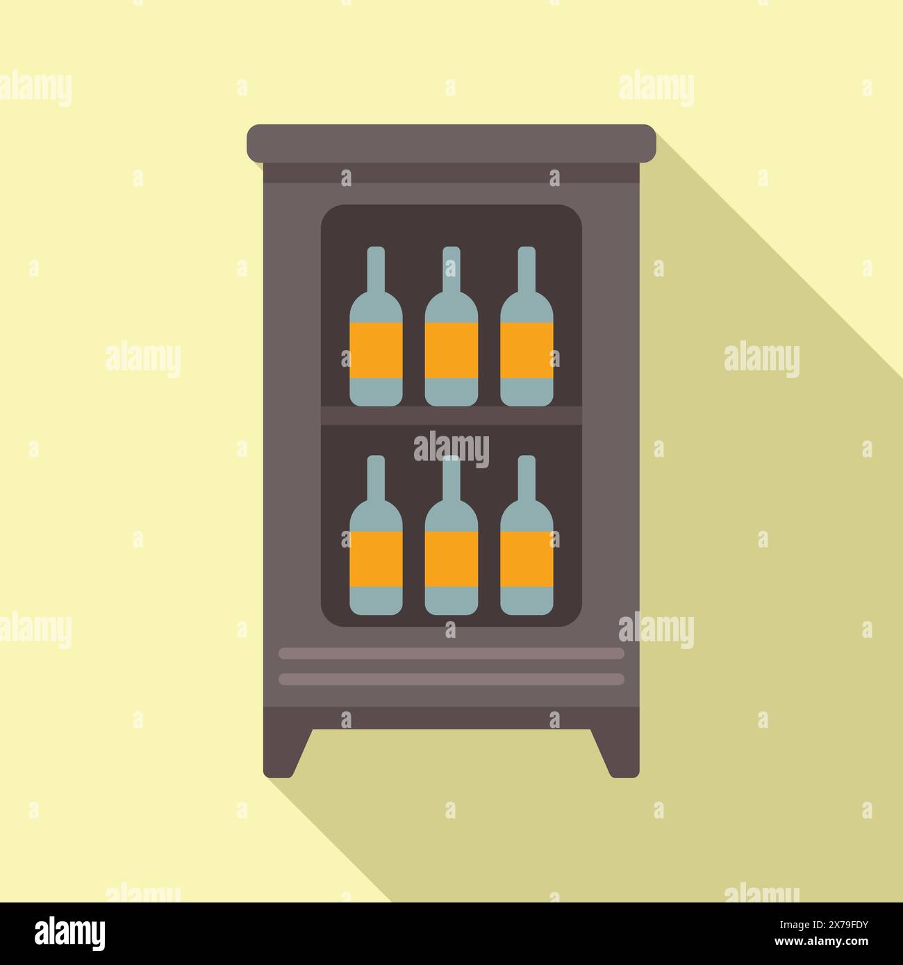 Minimalist cartoon vector illustration of a stylish wine cabinet with ...