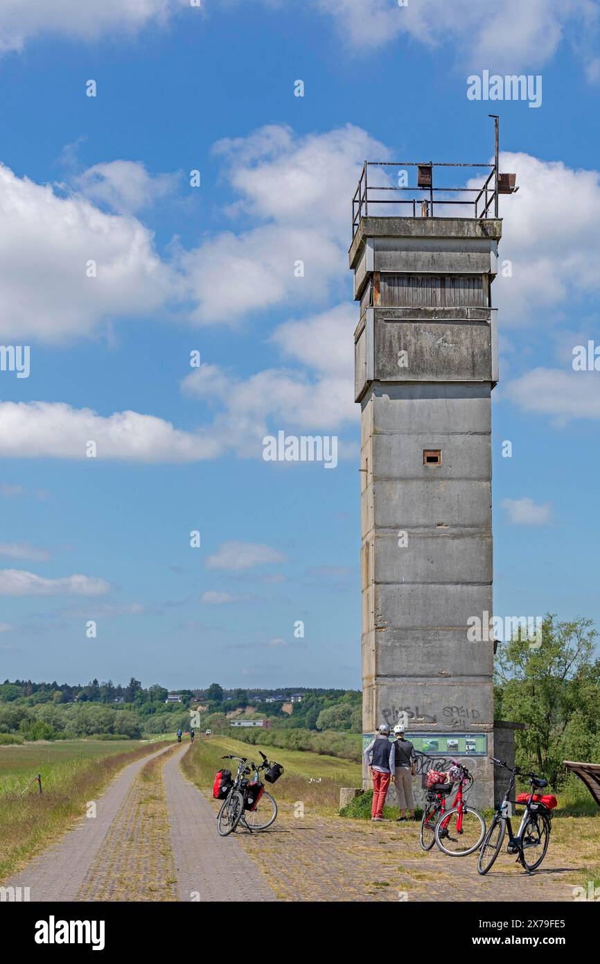 Former watchtower, Elbe cycle path near Boizenburg, Mecklenburg-Western ...