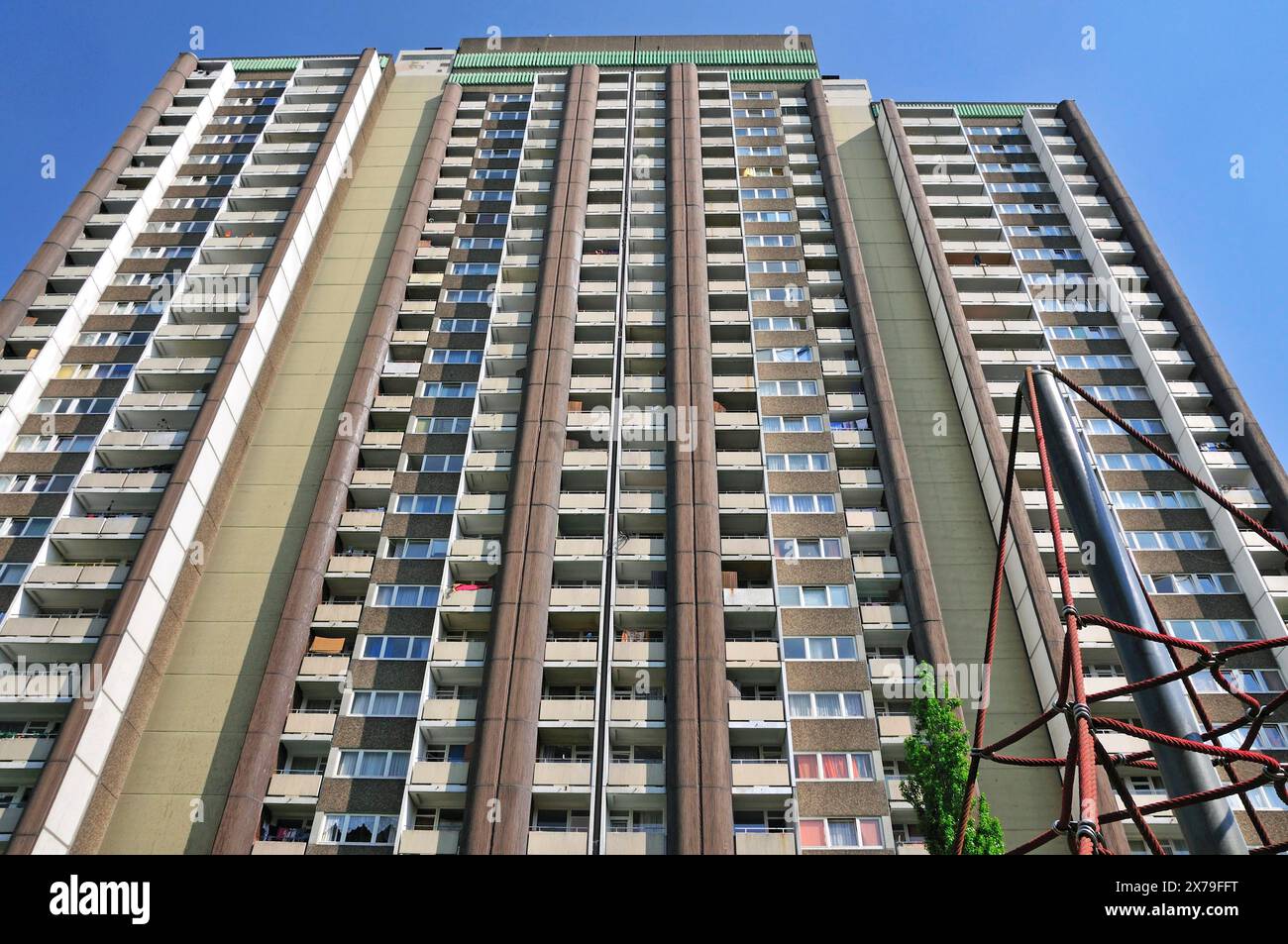 Residential tower block KoelnBerg, a social hotspot in the Meschenich ...