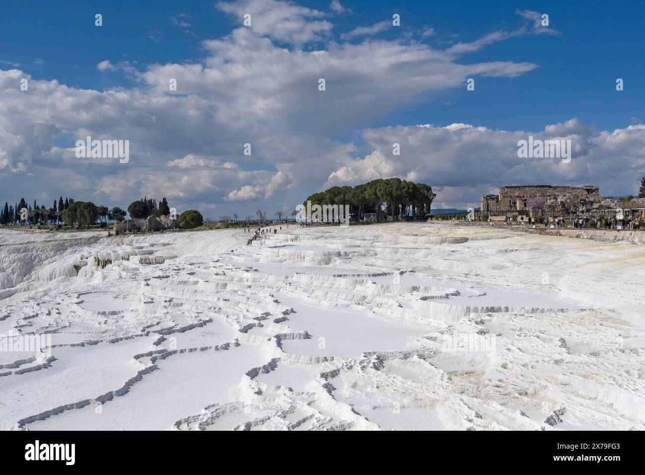 Sintered limestone terraces of Pamukkale, Pamukkale, Denizli province ...