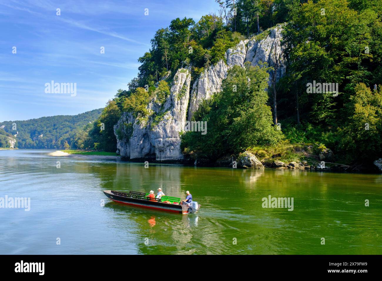 Zille, Ferry in the Danube Gorge, Weltenburger Enge, Gorge, Upper Jura ...