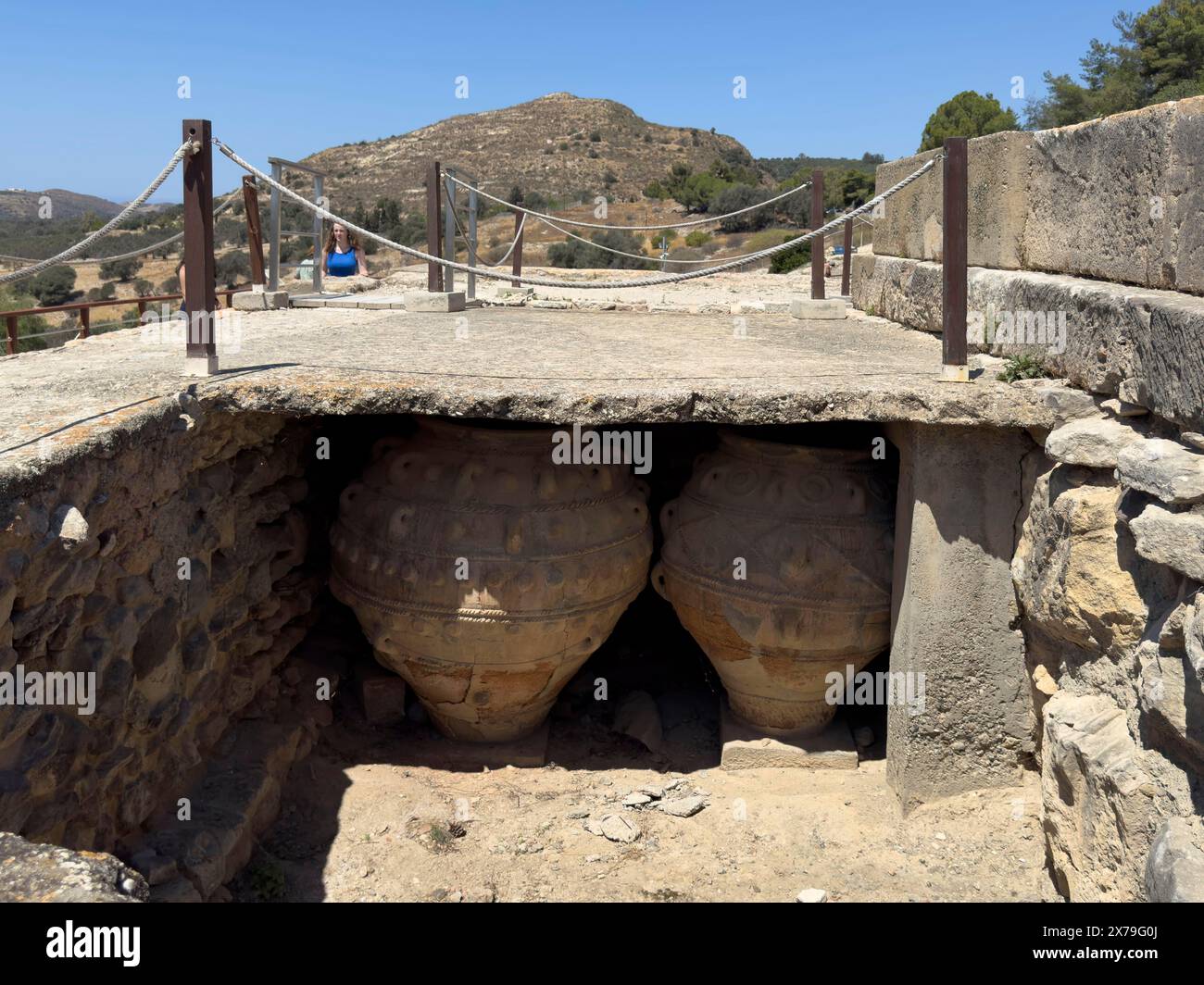 View into historical storeroom below present floor level with two large ...