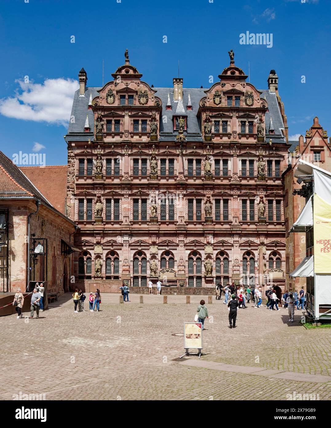 Castle courtyard with the Friedrichsbau residential palace, Heidelberg ...
