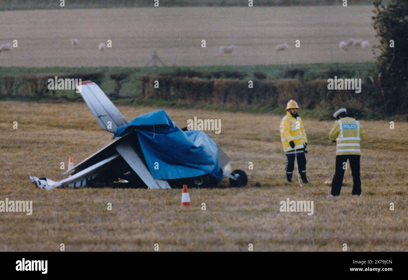THE WRECKAGE OF THE CESSNA AIRCRAFT THAT CRASHED INTO A FIELD AT SUTTON ...