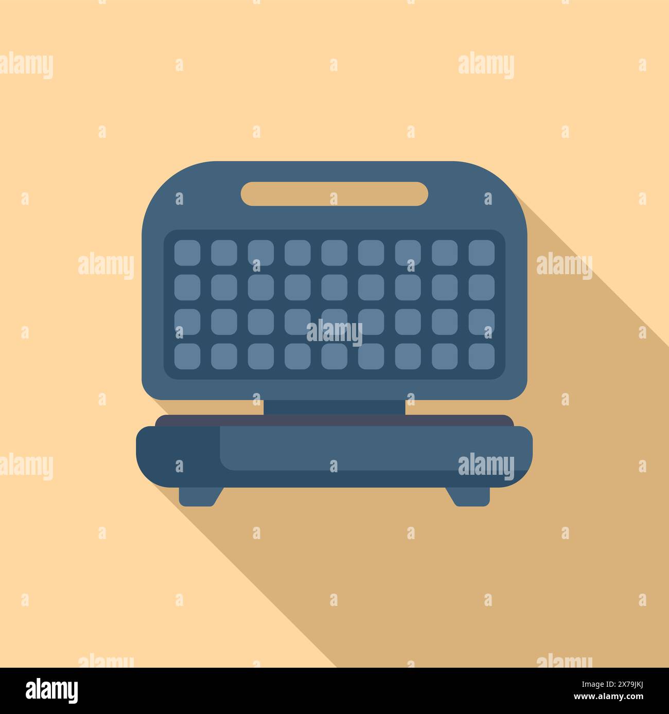 Minimalist flat design illustration of a retro waffle maker with ...