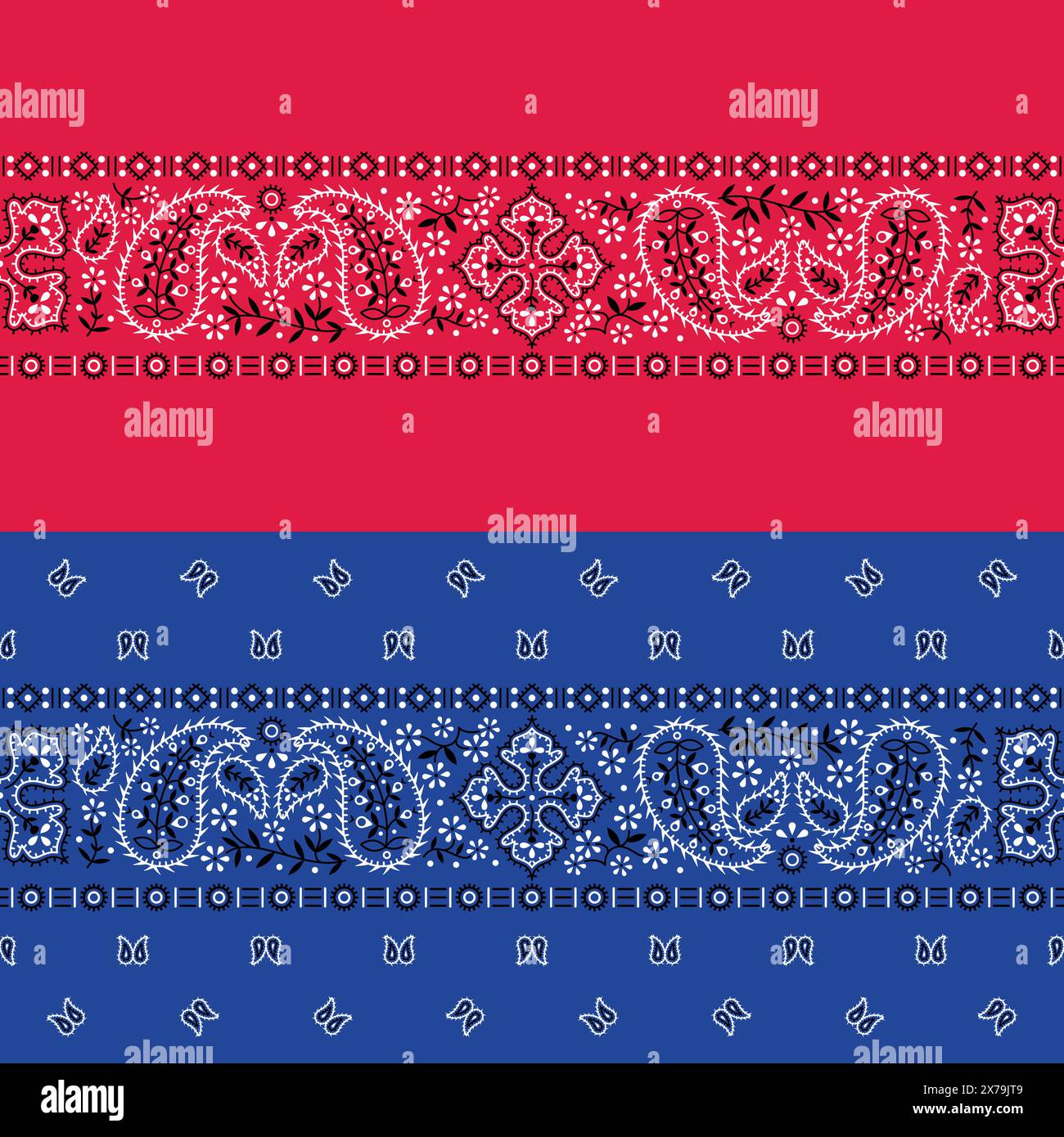 Classic seamless paisley bandana border. Vector illustration Stock ...