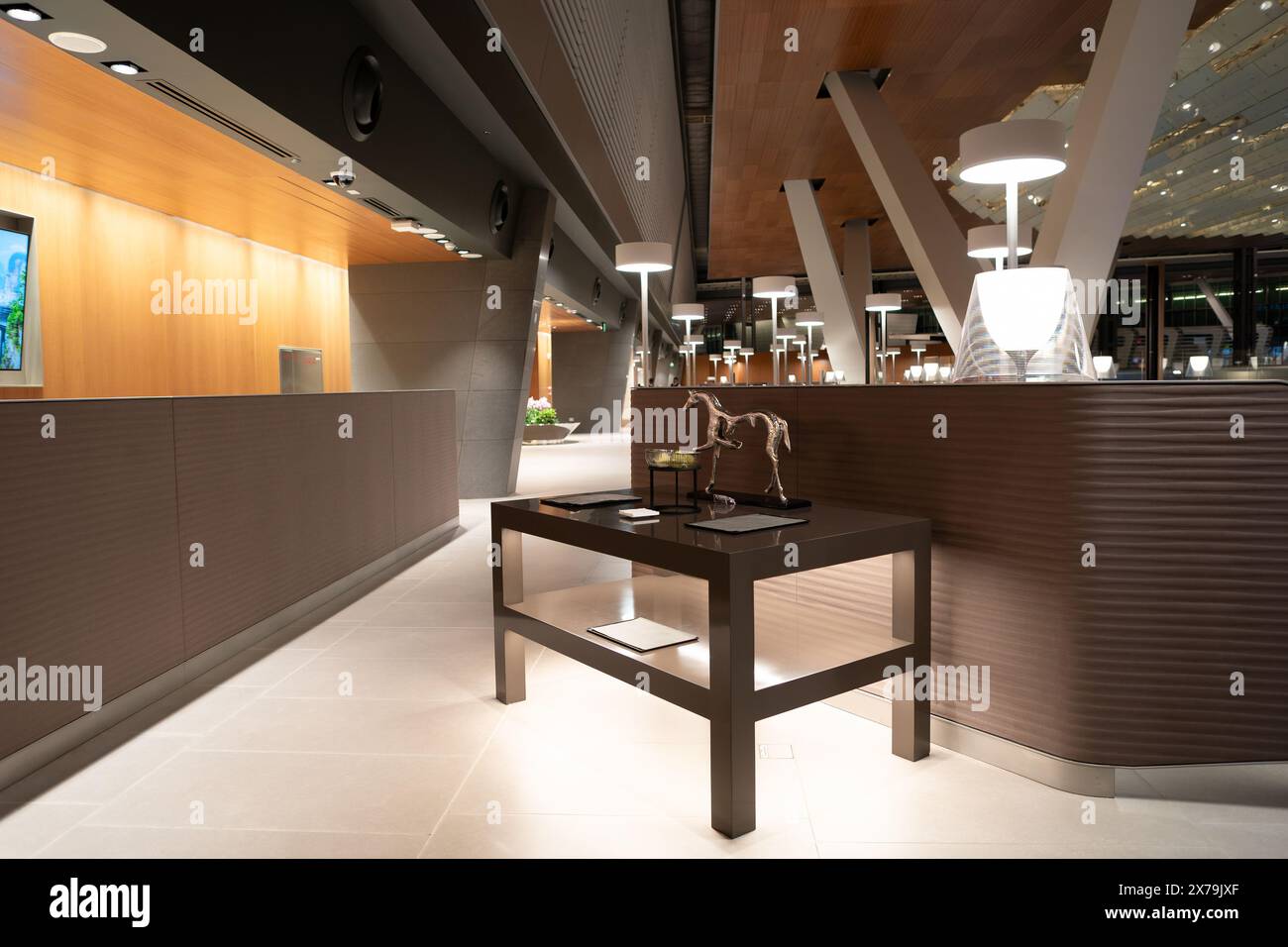 DOHA, QATAR - OCTOBER 13, 2023: Platinum and Gold Lounge - North at Hamad International Airport ...