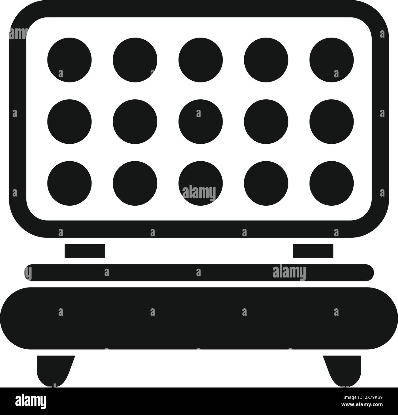 Black and white vector illustration of a retro dot matrix display ...